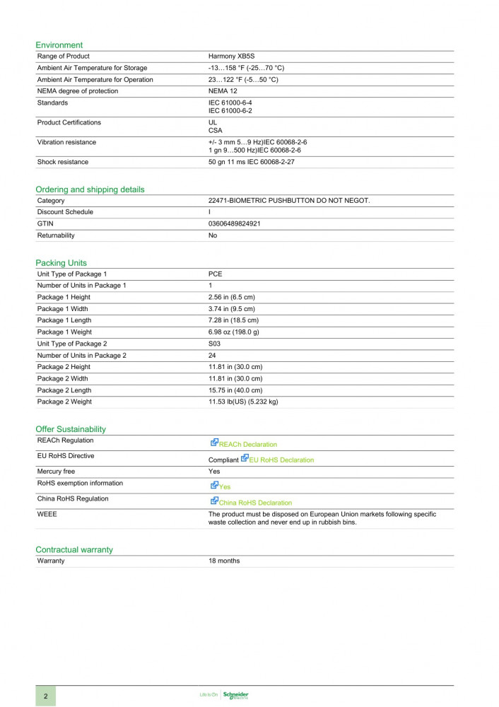 XB5S7B2L2 technical document page 2