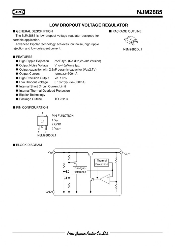 NJM2885 datasheet page 1