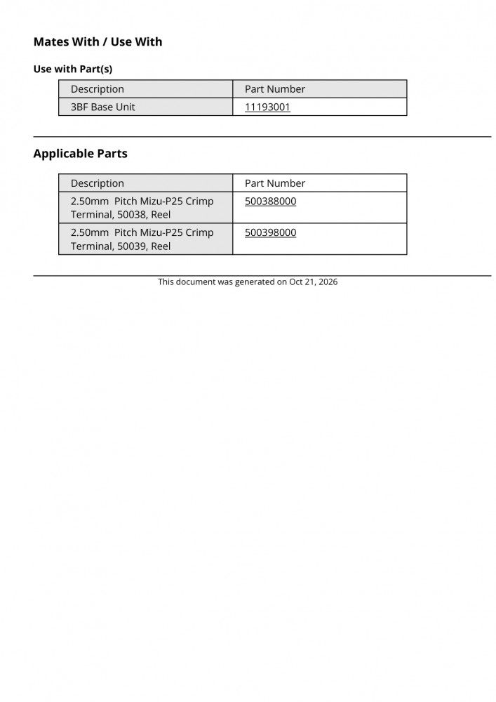 Technical document page 3 for Molex 639100100