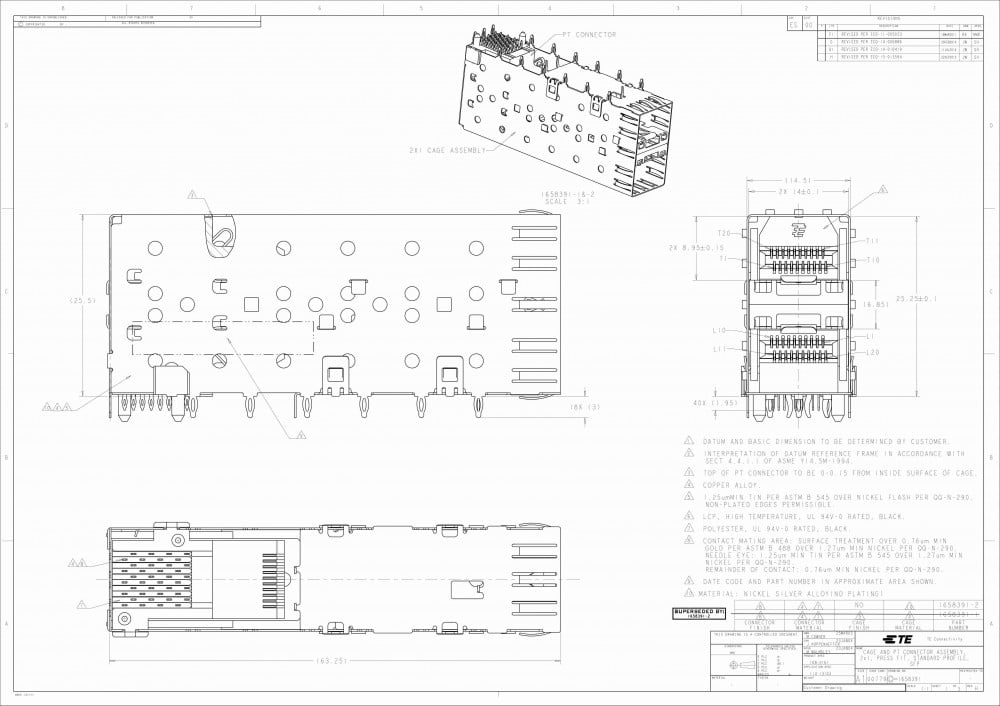 TE Connectivity drawing page 1 for 1658391