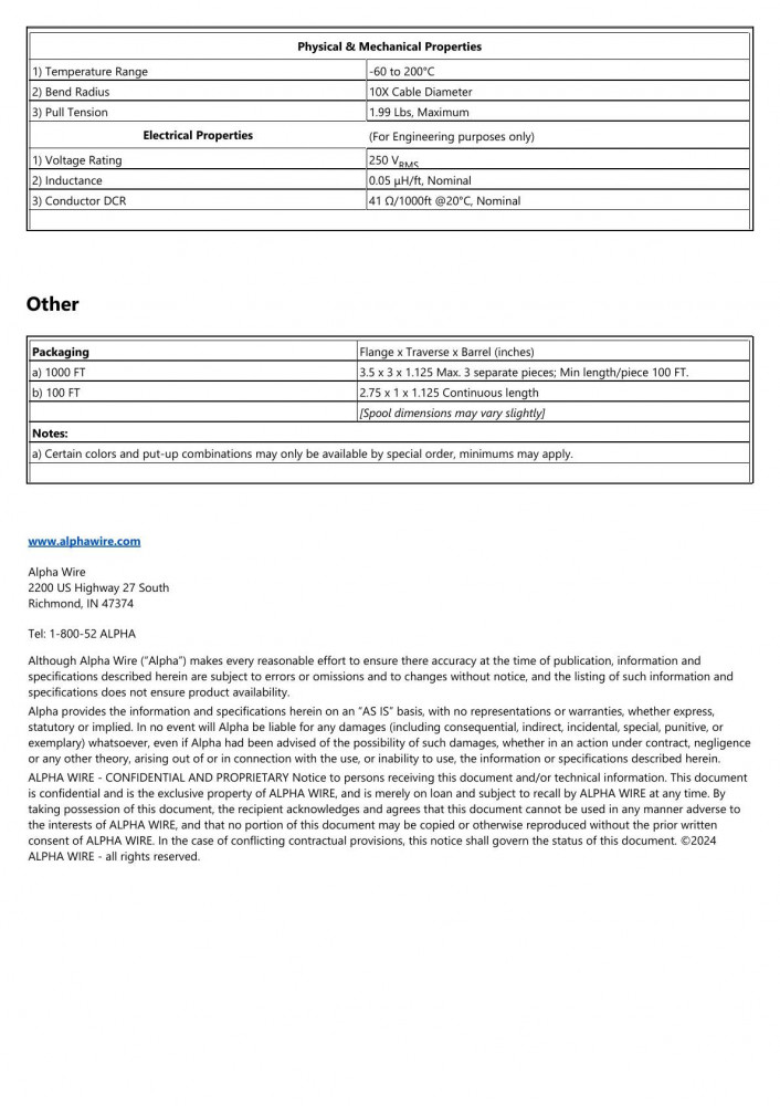Alpha Wire 2843/1 technical specification page 2