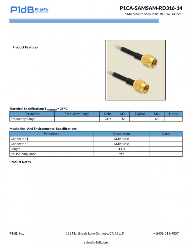 Product technical documentation preview for P1CA-SAMSAM-RD316-14