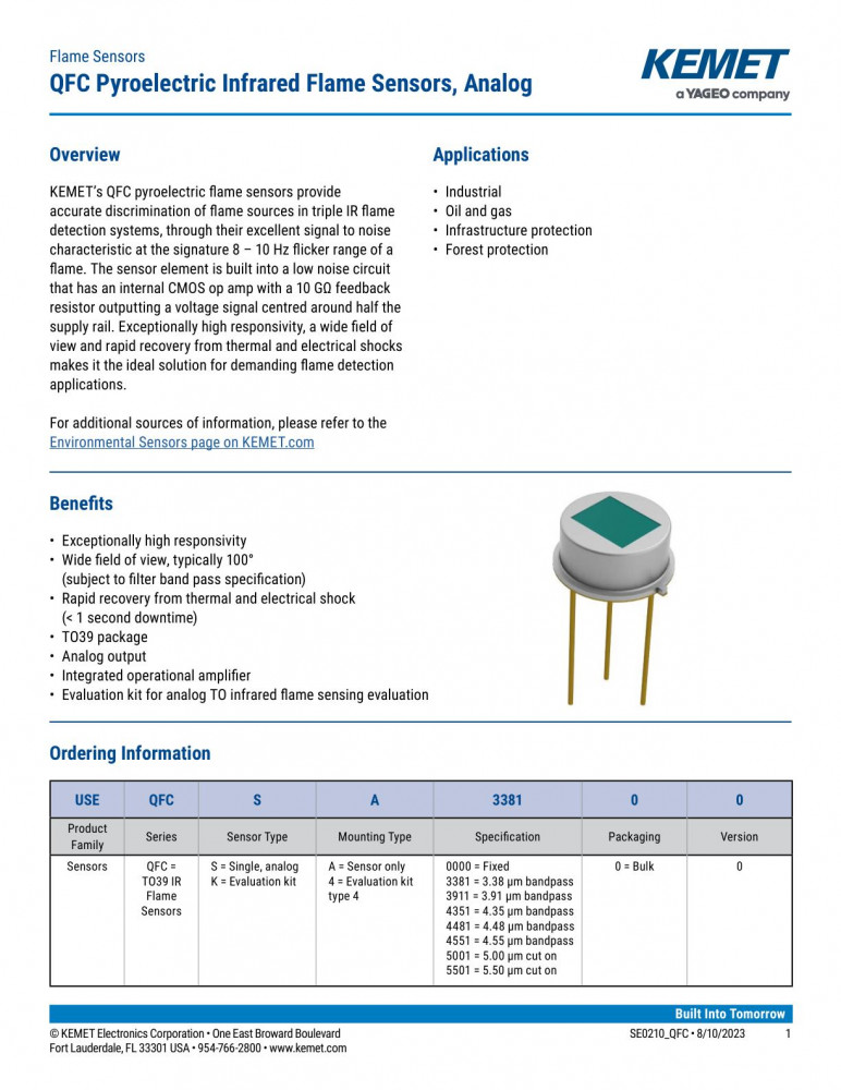 KEMET USEQFCSA500100 datasheet page 1