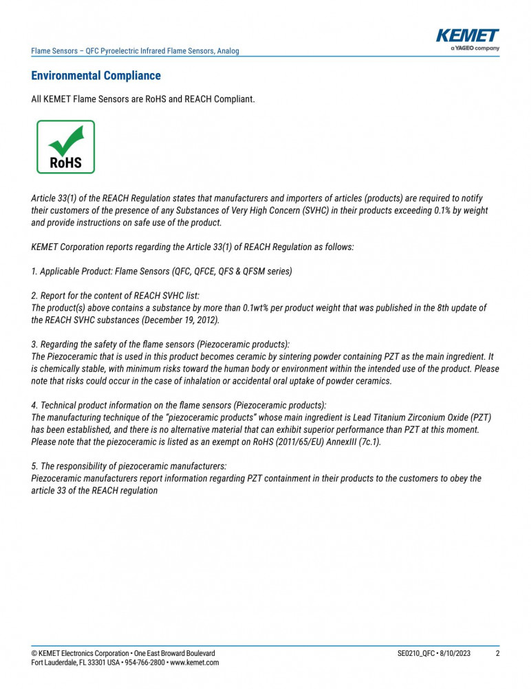 KEMET USEQFCSA500100 datasheet page 2