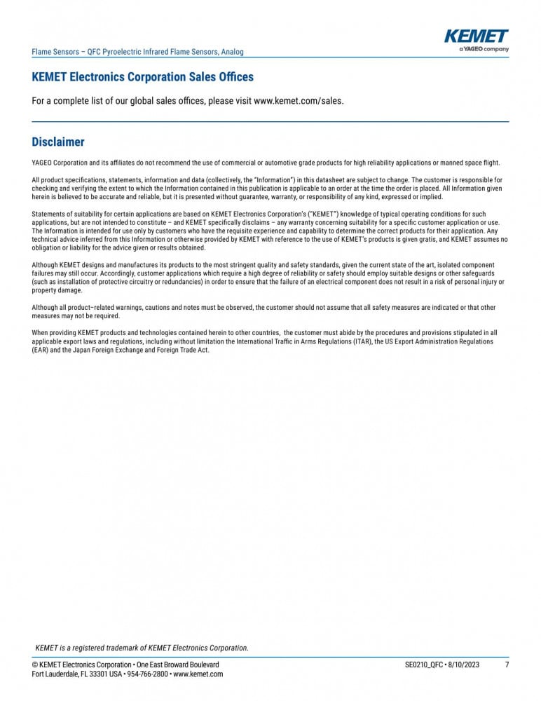 KEMET USEQFCSA500100 datasheet page 7