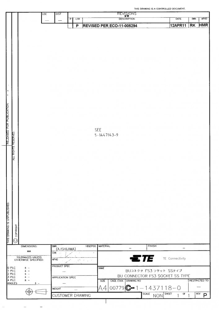TE Connectivity 1-1437118-0 customer drawing