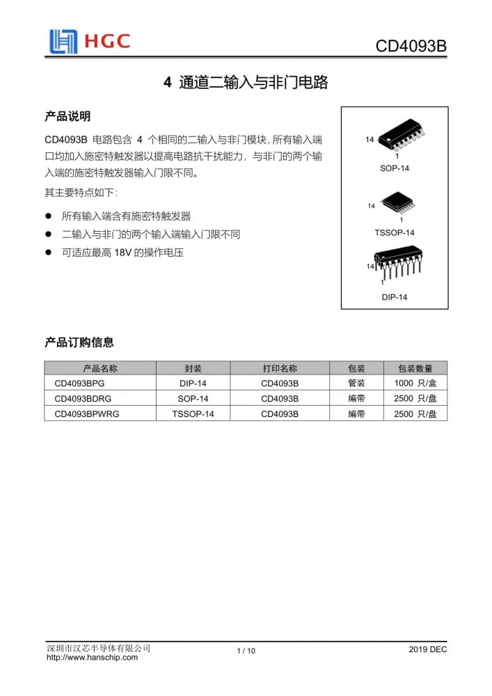 CD4093BDRG datasheet page 1