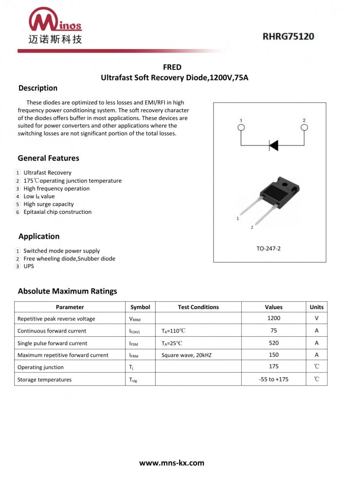 RHRG75120-MNS datasheet page 1