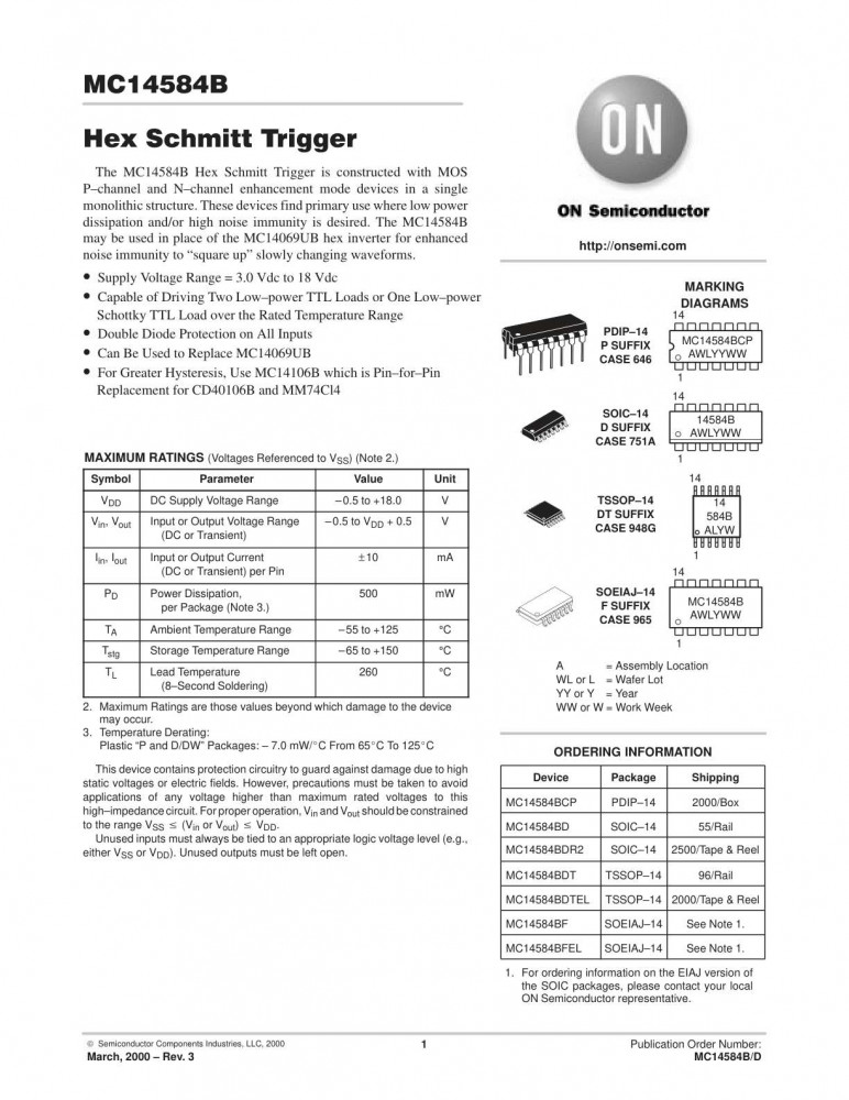 MC14584B datasheet page 1