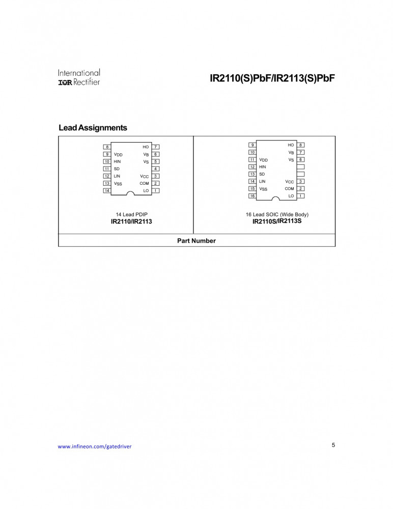 IR2113SPBF technical document page 5
