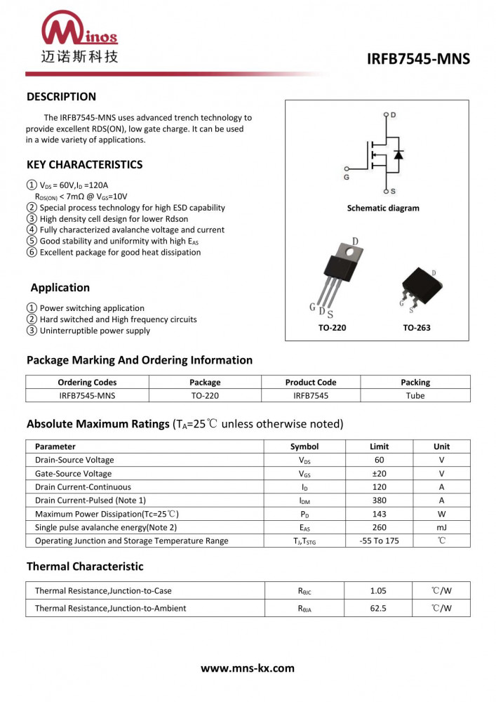 IRFB7545-MNS datasheet page 1