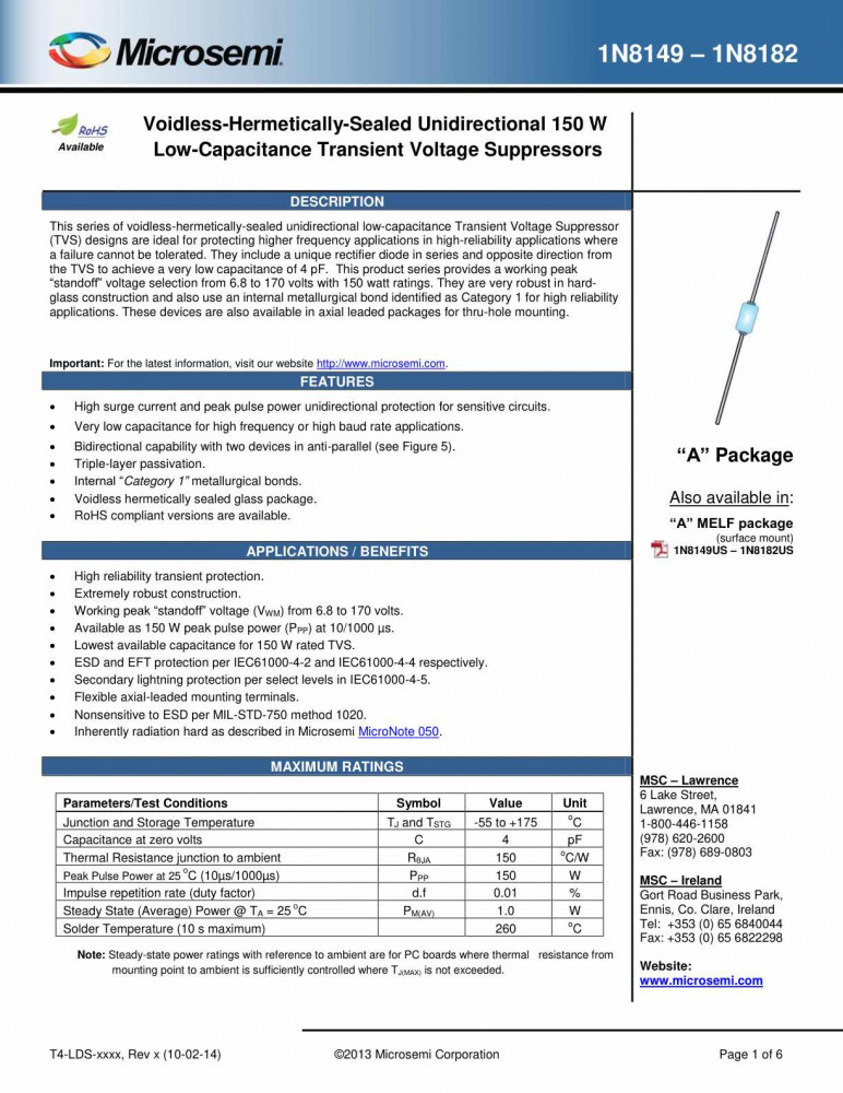 MV1N8176US/TR technical document page 1