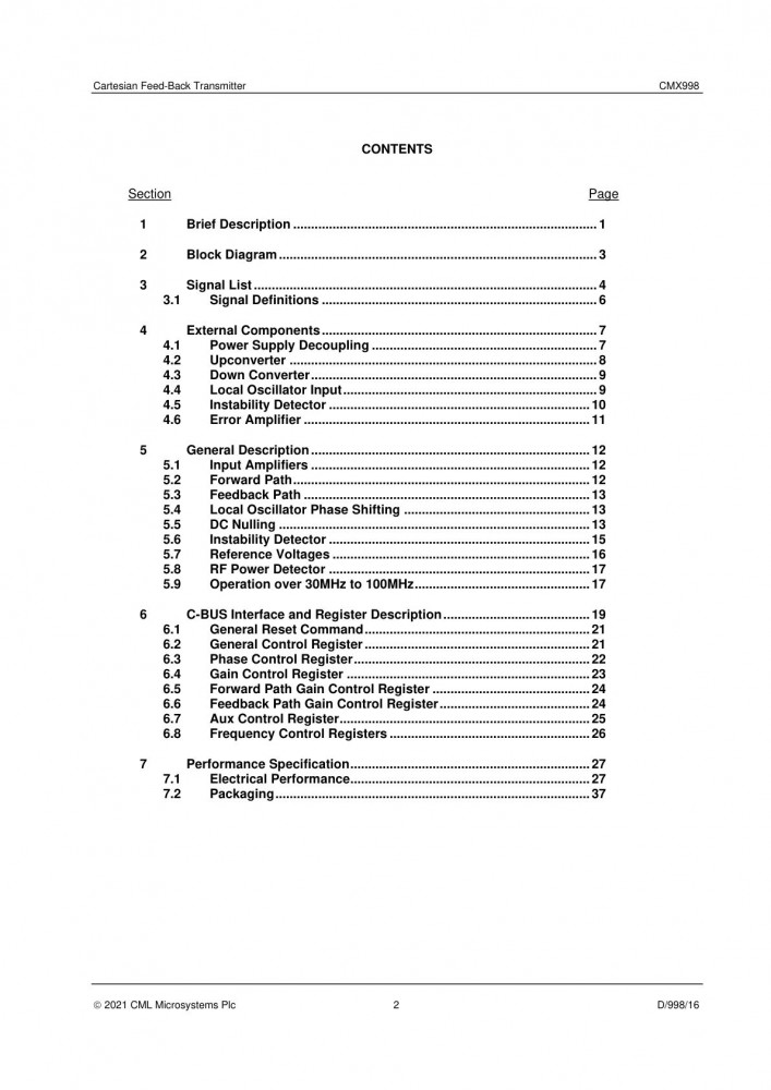 CMX998 technical document page 2