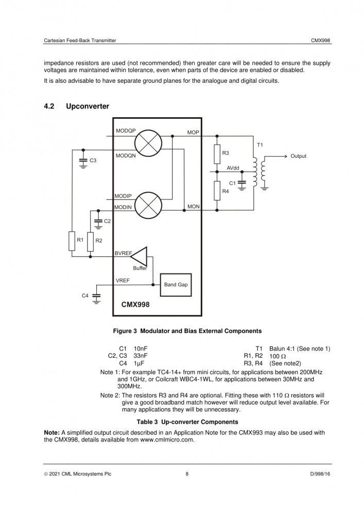 CMX998 technical document page 8