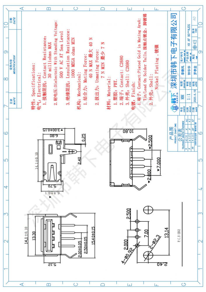 HX AF 90D WJDG specification page 1