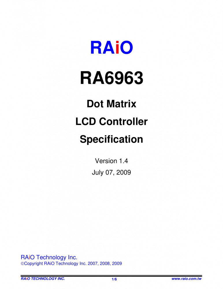 RA6963 technical document page 1