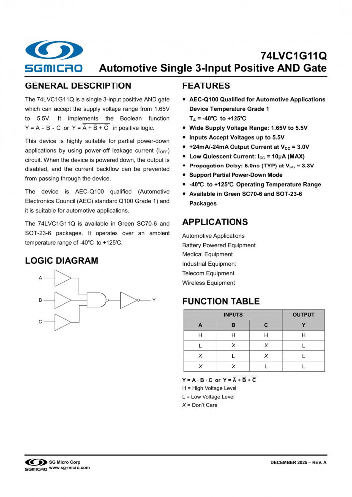74LVC1G11Q datasheet page 1
