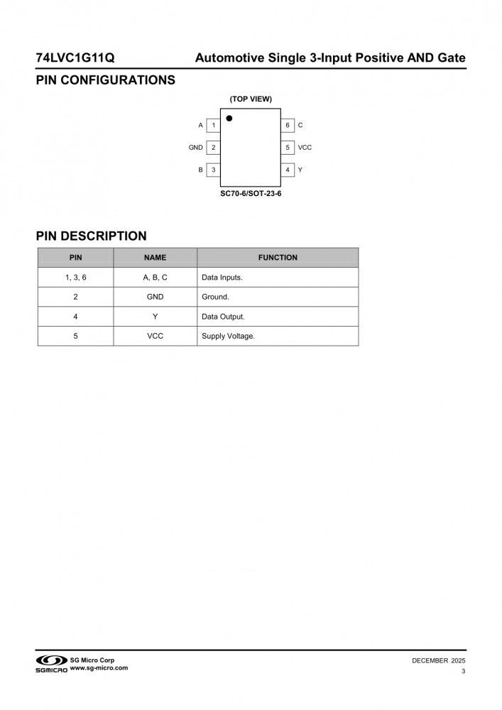 74LVC1G11Q datasheet page 3