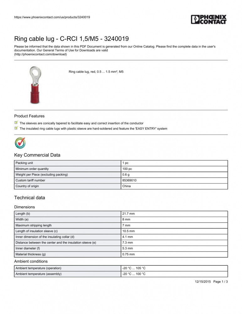 Phoenix Contact 3240019 product view