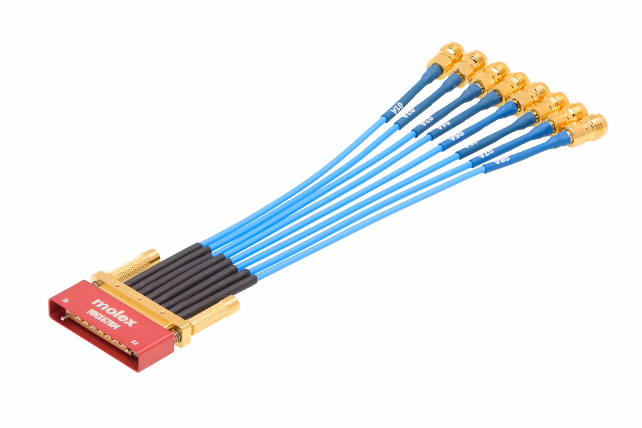 Cardinal Multi-Port 145 GHz Vertical Microstrip Compression Mount 2x8 Channel to 0.8mm Plug, Phase-Matched 2ps, 152.40mm (6.00
