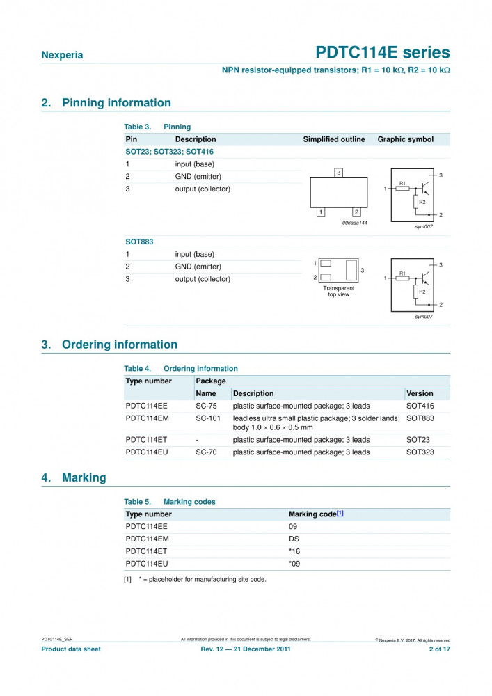 PDTC114EU document page 2