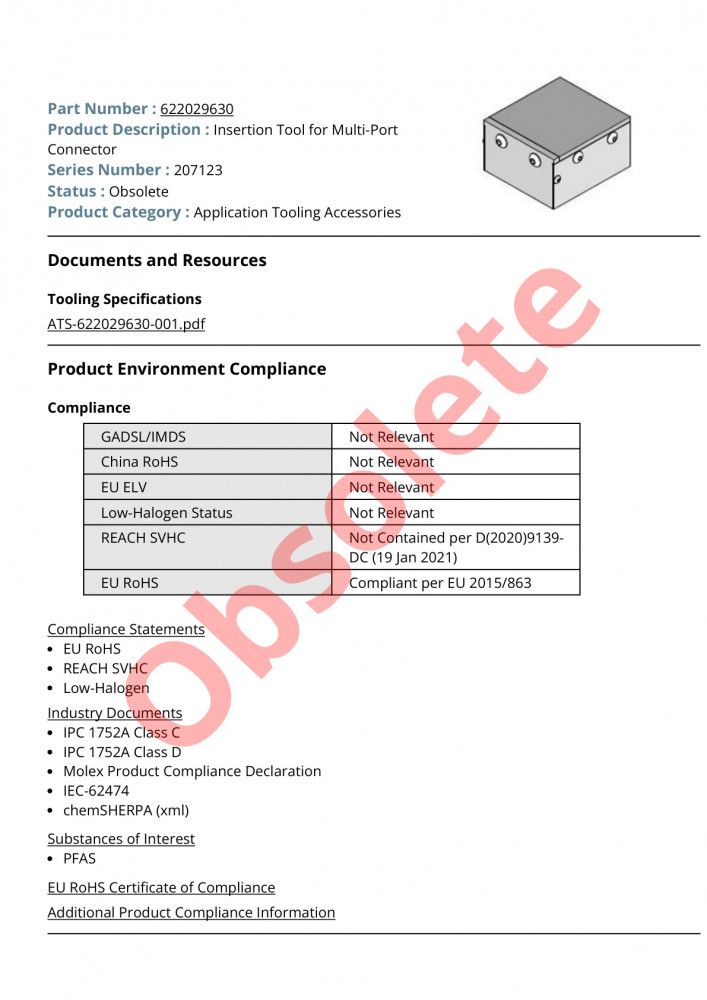 Tooling specification document preview, page 1