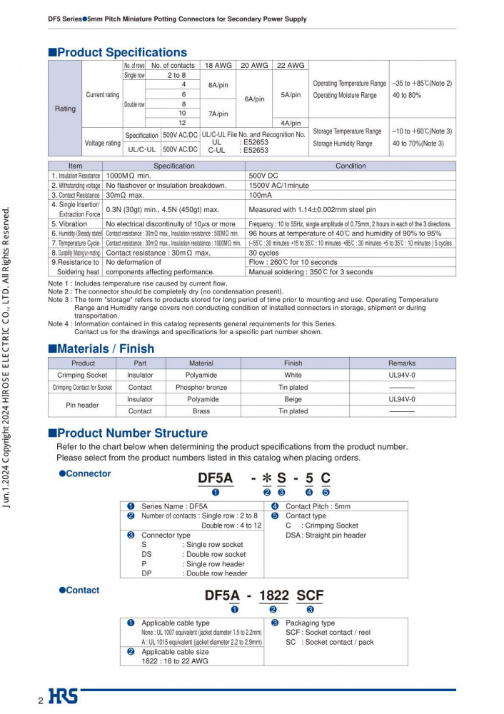 HRS DF5 series datasheet page 2