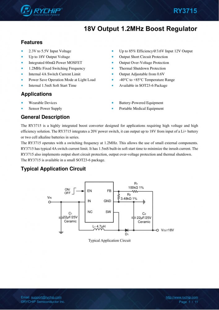 RY3715 datasheet page 1