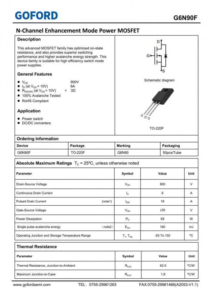 G6N90F datasheet page 1