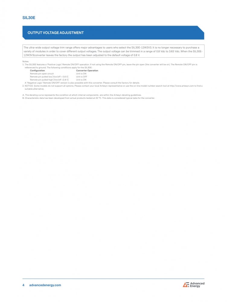 Artesyn SIL30E series datasheet page 4