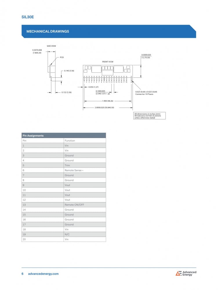 Artesyn SIL30E series datasheet page 6
