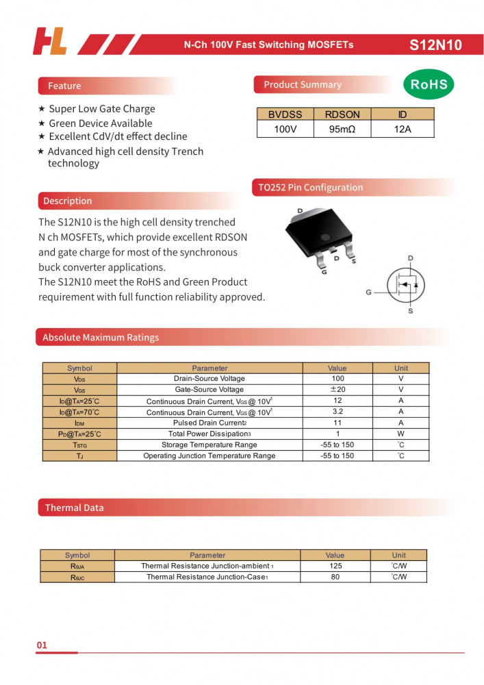 S12N10 datasheet page 1