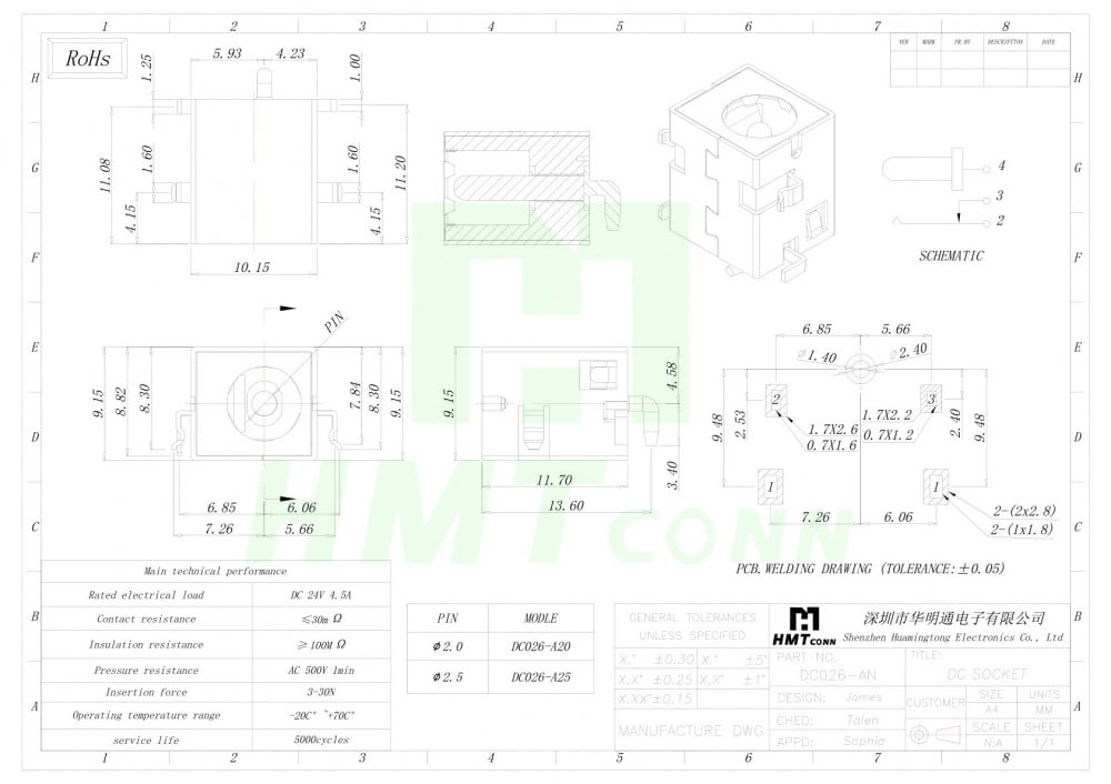 HMTCONN DC026-A20 technical document preview
