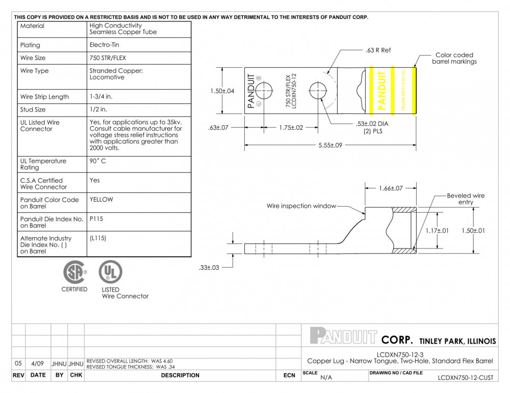 LCDXN750-12-3 product drawing page
