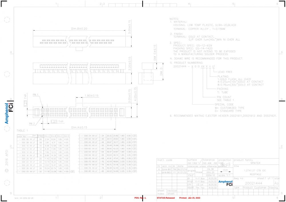 Amphenol 20021444 product customer drawing preview