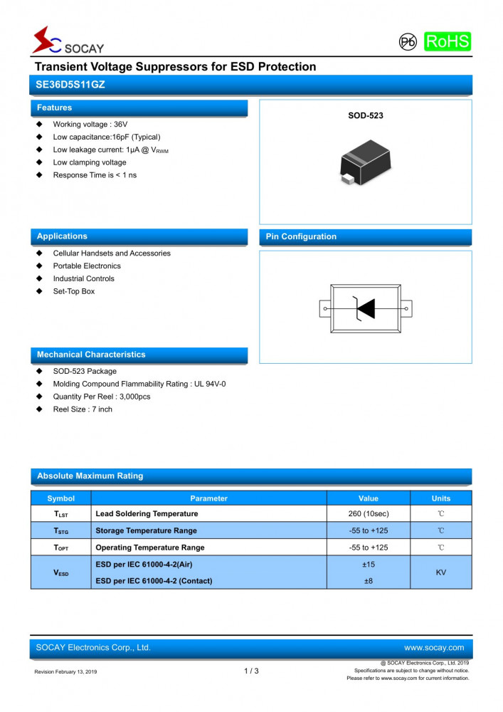 SE36D5S11GZ product document page 1