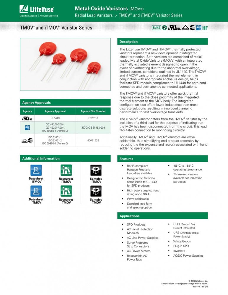 TMOV series datasheet page 1