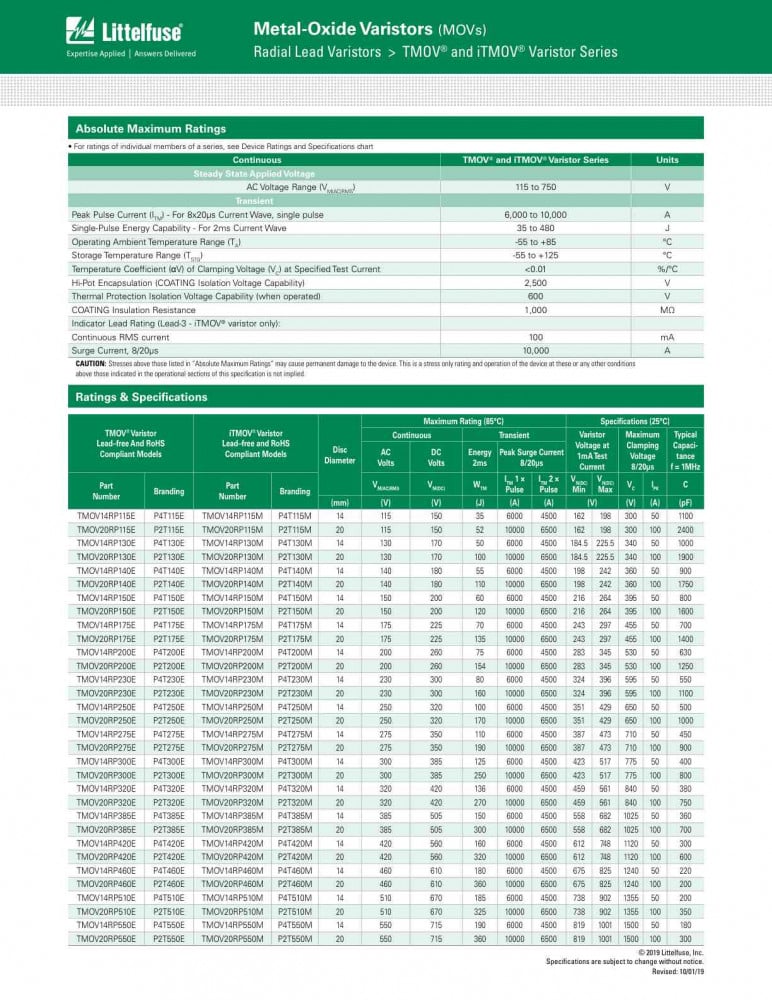 TMOV series datasheet page 2
