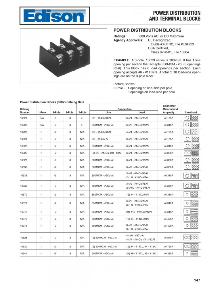 EATON power distribution block catalog page 1