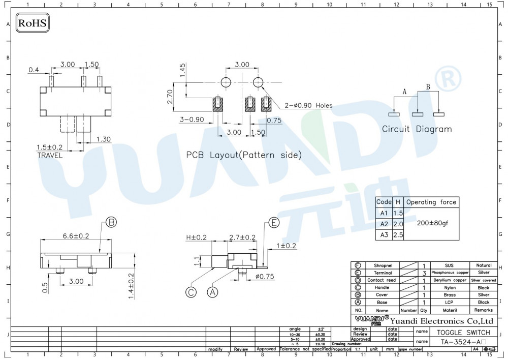 Yuandi TA-3524-A1 technical drawing