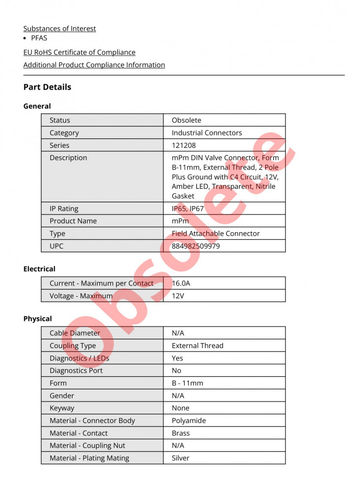 DIN valve connector specification preview, page 2