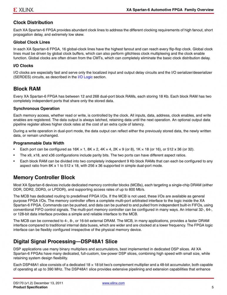 XA Spartan-6 product specification page 5