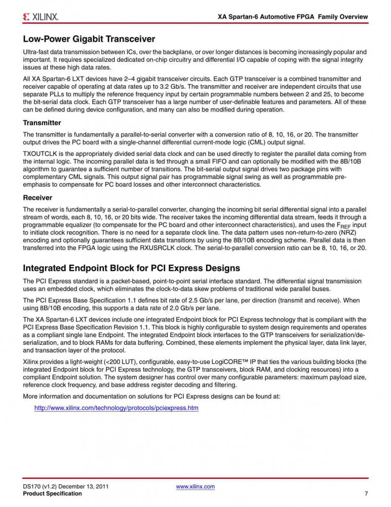 XA Spartan-6 product specification page 7