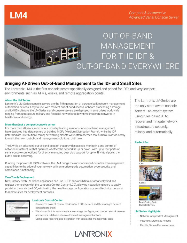 Lantronix LM4 technical document page 1