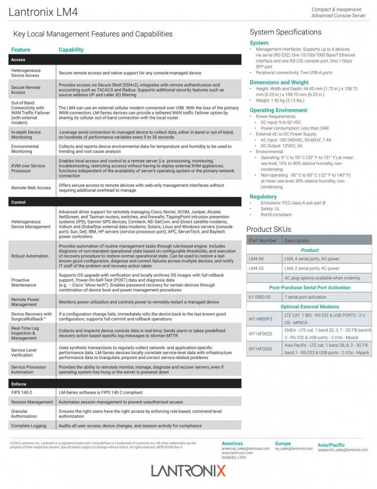 Lantronix LM4 technical document page 2