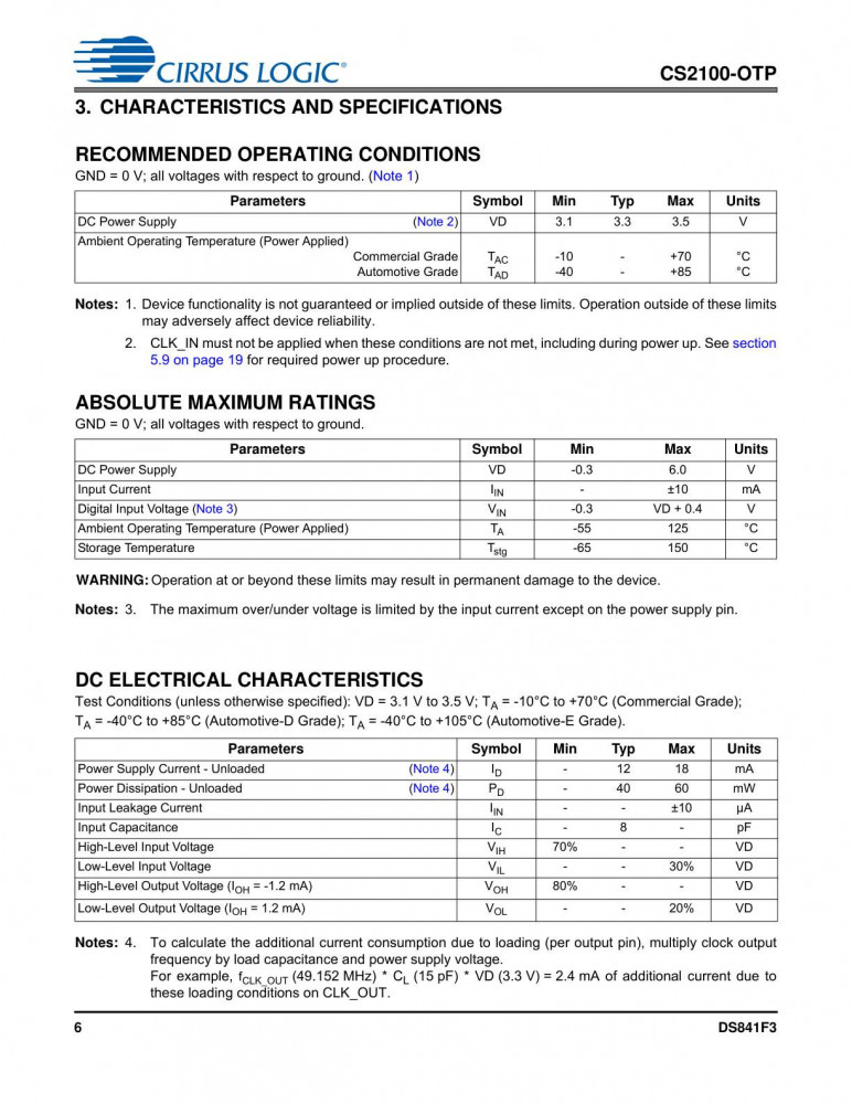 CS2100P-DZZR technical document page 6