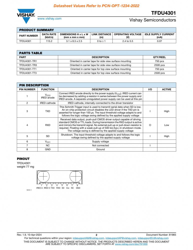TFDU4301 datasheet page 2