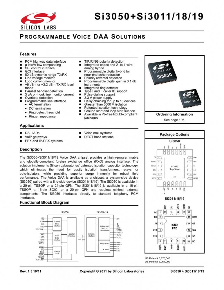 SI3019 datasheet page 1