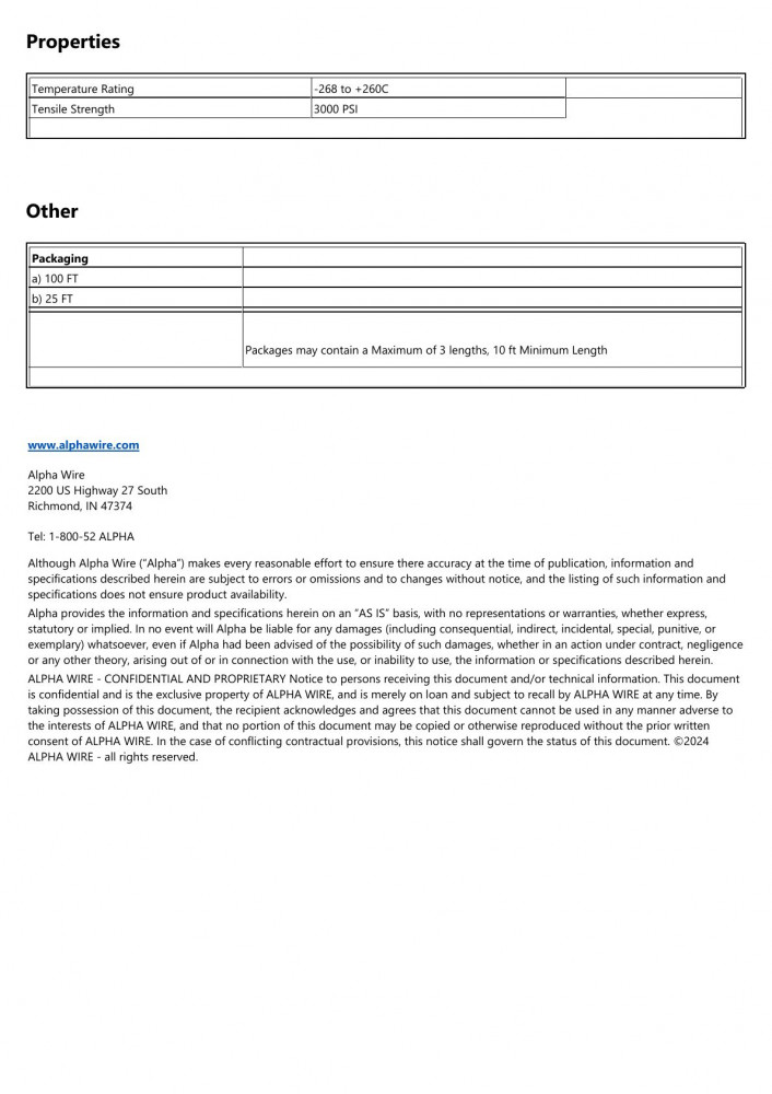 Alpha Wire SW33 NA008 technical document page 2