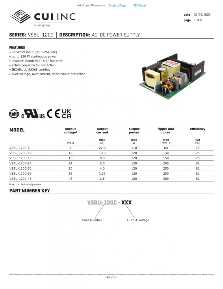 VSBU-120C datasheet page 1